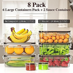 JSCARES Airtight Food Storage Containers with Lids - 16 Pcs (8 Lids & 8 Containers) Premium BPA-Free Plastic Food Containers Set Reusable for Kitchen Organization - 4.6 Cup Meal Prep Containers Microwave Dishwasher and Freezer Safe