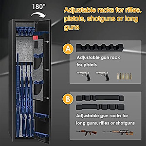 Bonusall 4-10 Rifle Gun Safe with Light, Long Gun safe for Rifles and Shotguns, Quick Access Rifle Gun Safe Cabinet Large Gun Locker for Home Rifles and Pistols with keypad Lock, Metal