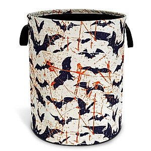 Bat Laundry Basket Goth Foldable Oxford Cloth Funny Tote Bag Laundry Hamper Clothes Storage Bucket Toy Organizer For Bathroom/Laundry Storage/Bedroom 18.9x16.5 Inch