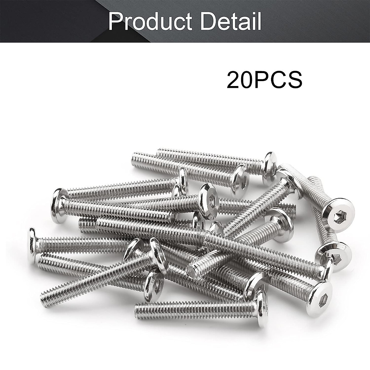 MroMax 20Pcs M6 x 40mm Flat Head Hex Socket Cap Screws Bolts, Nickel Plated Carbon Steel Fully Threaded Furniture Screws for Assemble Cabinets, Baby Beds, Tables and Chairs