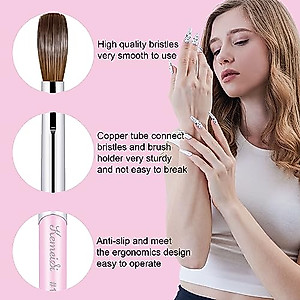KEMEISI Acrylic Nail Brush Size #10, 100% Pure Kolinsky Nail Art Brushes for Acrylic Application, Sturdy Handle Oval Shaped Acrylic Powder Nail Design Tools for Professional Manicure DIY