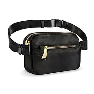 ZORFIN Fanny Packs for Women Men: Crossbody Belt Bag with Adjustable Strap - Fashion Waist Packs for Workout Running Traveling Hiking Black