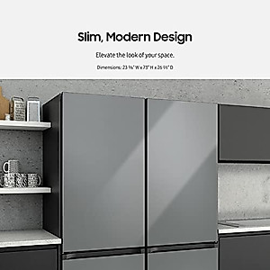 SAMSUNG 12.0 Cu Ft BESPOKE Compact Refrigerator w/ Bottom Freezer, Flexible Slim Design for Small Spaces, Even Cooling, Reversible Door, LED Lighting, Energy Star Certified, RB12A300631/AA, Gray Glass