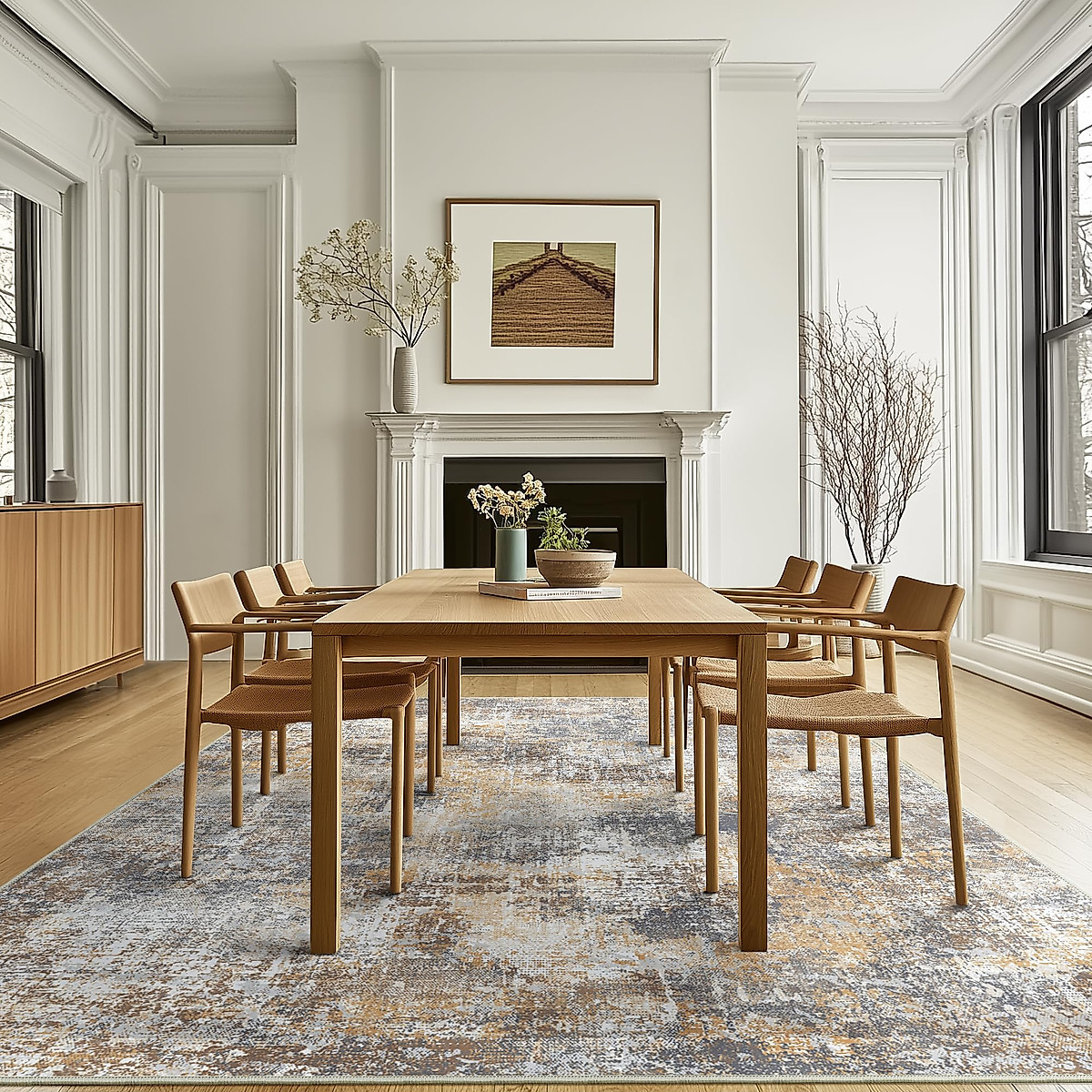 Bavni Rugs 3x5, Non-Slip Machine Washable Living Room Rug, Small Soft Bedroom Rug, Modern Aesthetic Design, Abstract Rug for Indoor Decor, Black/Brown/Grey