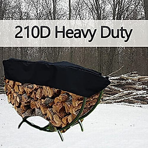 Becony Curved Firewood Rack Cover - Half Round Log Wood Pile Storage Protector for Indoor Outdoor, 210D Heavy Duty, 59 Inch (Black)