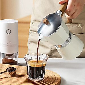 Coffee Pot, Moka Pot Italian Coffee Maker 6 cup/10 OZ Stovetop Espresso Maker for Gas or Electric Ceramic Stovetop Camping Manual Cuban Coffee Percolator for Cappuccino or Latte