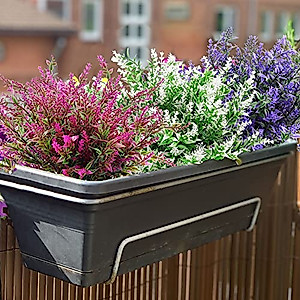 WXBOOM 9pcs Artificial Flowers UV Resistant Faux Plastic Flower Outdoor Fake Lavender Flowers in Bulk Outside Garden Porch Window Hanging Planters Decoration (Purple, White, Magenta)