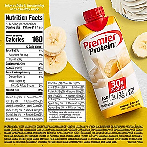 Premier Protein, 30g Shakes Bananas and Cream, 44 Fl Oz, Pack of 4