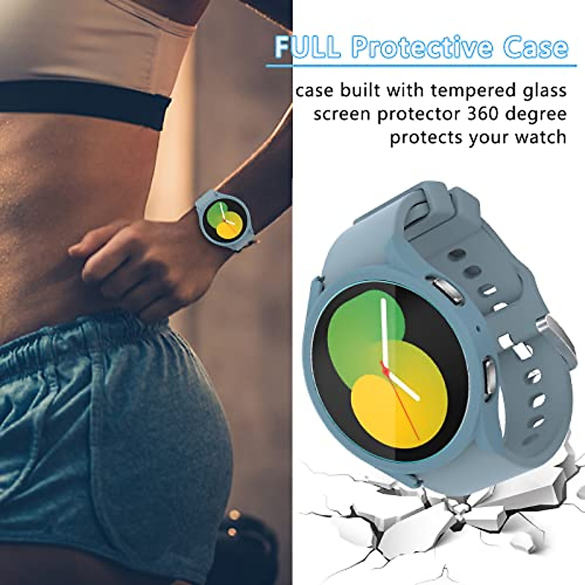 Haojavo [4+6Pack] for Samsung Galaxy Watch 5/Galaxy Watch 4 44mm Screen Protector Case, 4 Pack Hard PC Cover Protective Bumper Shell + 6 Pack Tempered Glass Film for Galaxy Watch 44mm Accessories