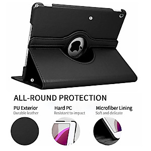 Rouceyxin Case for iPad 9th Generation Case, iPad 8th/7th Generation Case, 10.2 iPad Case for Women Girls Multi-Angle View Adjustable Stand Auto Wake/Sleep (Black)
