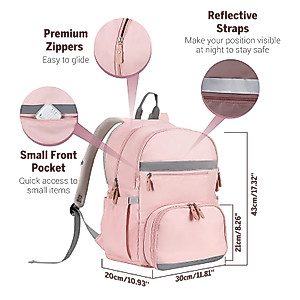 MoKo Gym Backpack with Shoe Compartment, 15.6 Inch Laptop Bag Backpack Stylish Water Resistant Travel Backpack Anti Theft School Backpack for Women/Girls/Teens Gifts, Pink
