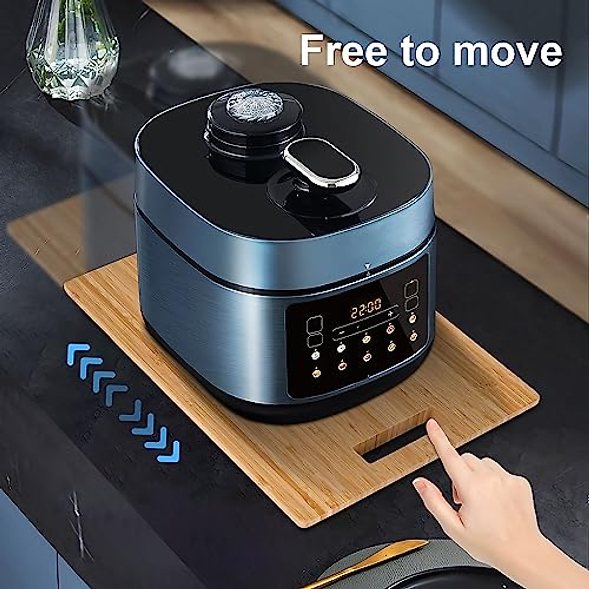 KLEVERISE Appliance Slider - Kitchen Caddy Appliance Sliding Tray Bamboo Wood Countertop Storage Accessory for Kitchen Appliance Coffee Maker Mixer Air Fryer Rolling Slider, Long 12x16