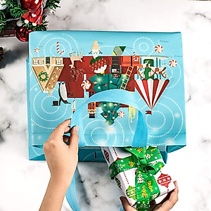 Whaline 12 Pack Large Christmas Tote Bags with Handles, Reusable Gift Bag Grocery Shopping Totes for Holiday Xmas 12.8" x 9.8"