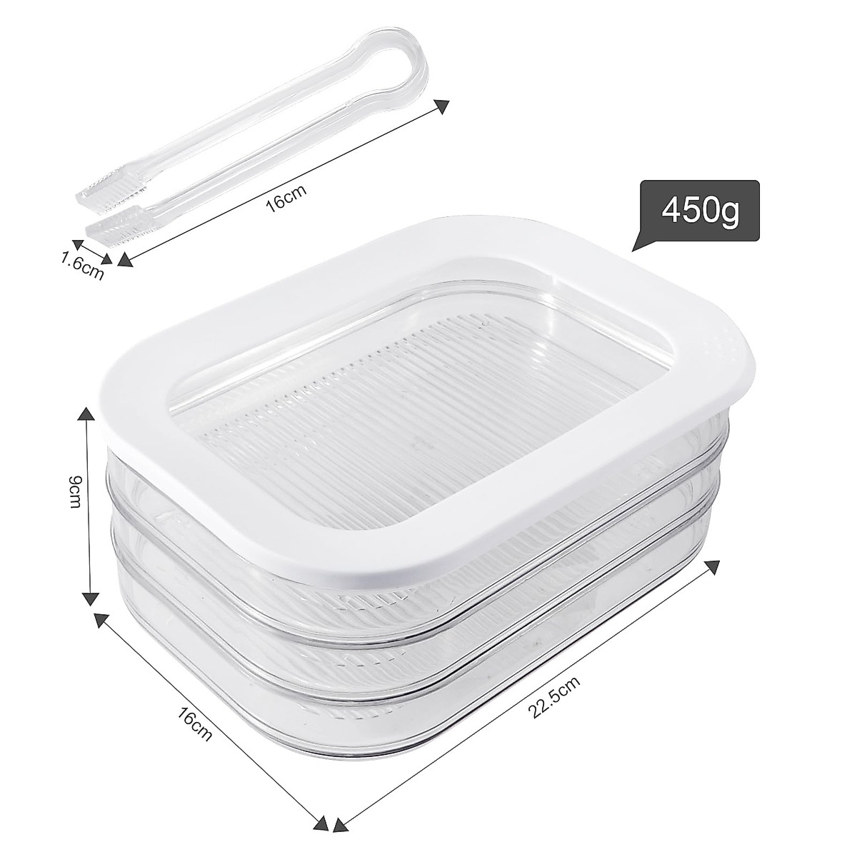 KINGHON Refrigerator Deli Meat Container - Stackable Bacon Holder with Airtight Lid and Serving Tongs - Food Storage Organizer for Cold Cuts, Cheese.