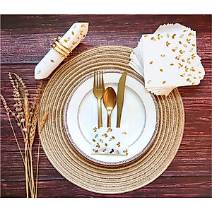 100 PK Gold Napkins - 4 Assorted Designs - 3-Ply Cocktail Napkins Folded 5 x 5 Inches Bar Napkins Disposable Party Napkins Paper Napkins Dinner for Wedding Baby Shower Birthday Graduation 2022