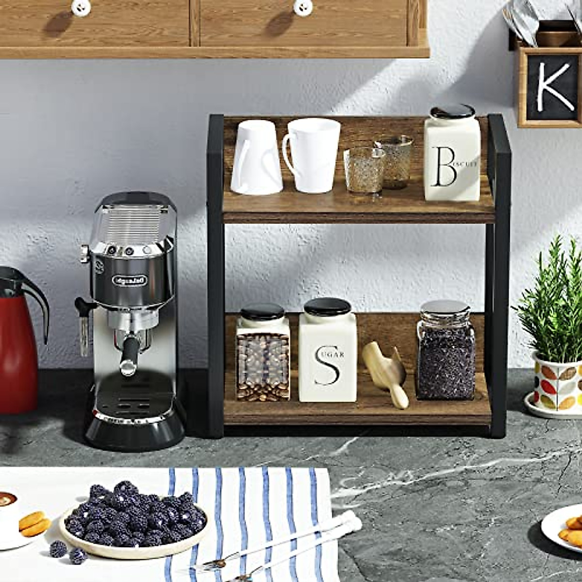 Giikin 2 Tier Lazy Susan Organizer, 2 Tier Spice Turntable Organizer, Circle Rotating Lazy Susan Turntable for Kitchen Countertop and Cabinet, 9.8 Inches (Rustic Brown)