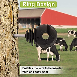 100 pcs Electric Fence Insulators Screw, Electric Fence Posts, Electric Fencing Posts for Wood Post Sun Protection & Rainproof, Screw in Ring Insulators