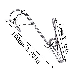 YYANGZ 15PCS Stainless Steel Metal Long Tail Clip with Hooks Laundry Hooks Clothes Pins Hanging Clips Clothes Pins Hanging Universal Clips