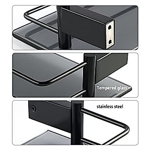 PEVSCO Shower Soap Holder Wall Mounted Lavatory Glass Bathroom Shelf 1 Tier Tempered Glass Bathroom Shelf Shower Shelves Rectangular Shower Storage Bathroom Organizers (Color : Brushed Nickel 50cm)