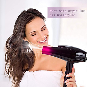 Professional Hair Dryer with Blue Light Far Infrared Negative Ionic 3500W Blow Dryer Fast Drying Heat Hairdryer Powerful Home Salon Hair Dryers with Attachment
