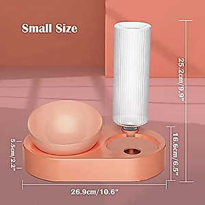 Raised Cat Bowls with Automatic Water Dispenser Bottle, Elevated 0°-15°Adjustable Tilted Pet Food Water Feeder Bowls Stress-Free Suit for Cats Dogs