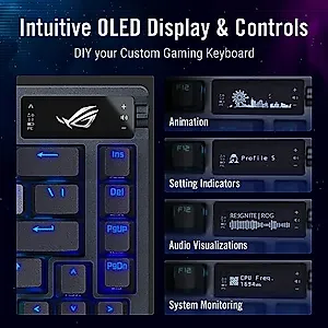 ASUS ROG Azoth 75% Wireless DIY Custom Gaming Keyboard, OLED Display, Three-Layer Dampening, Hot-Swappable ROG NX Red Switches & Keyboard Stabilizers, PBT Keycaps, RGB-Black (Renewed)