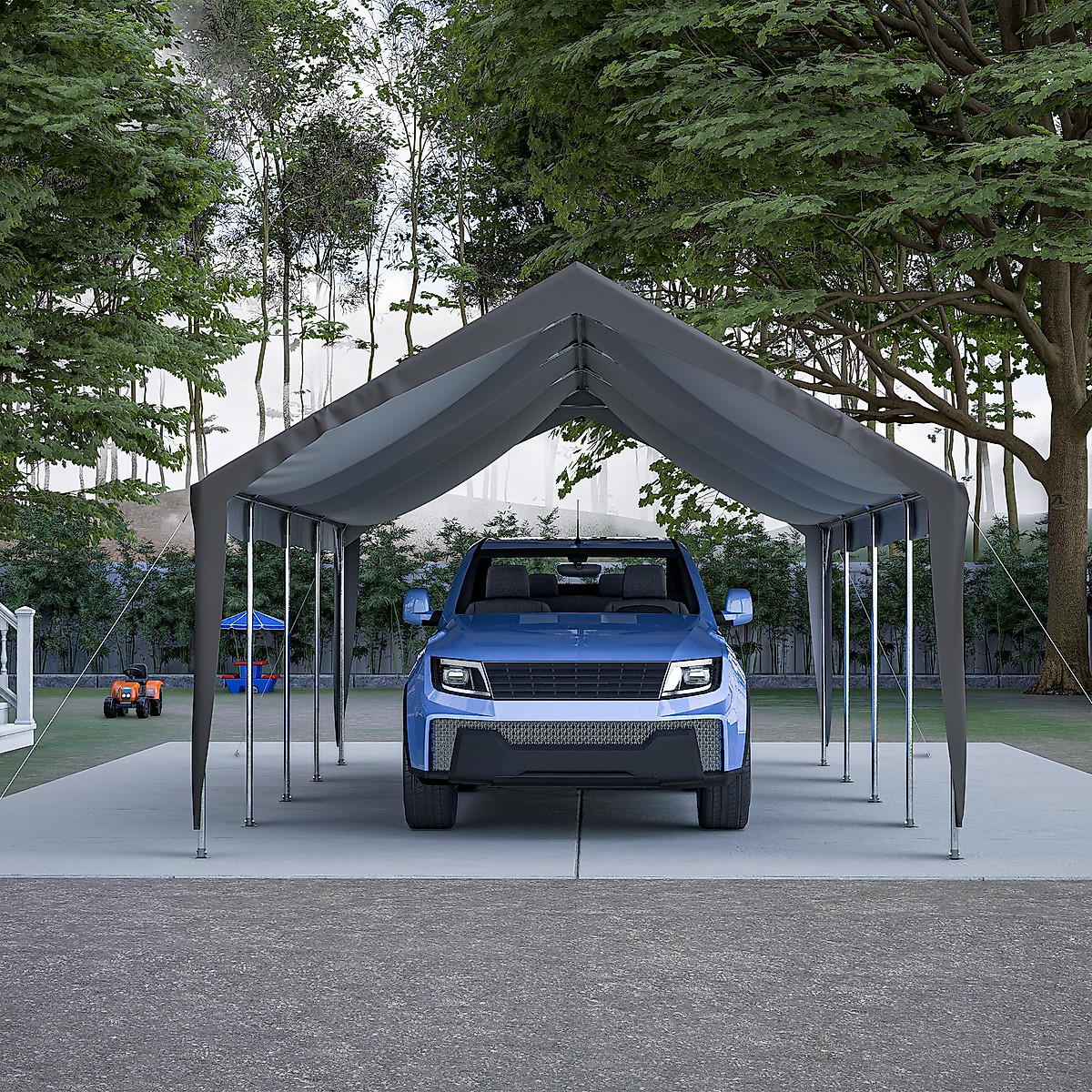 Jaxilyn Carport 13x25ft Portable Garage Car Canopy Heavy Duty Car Port with Mesh Windows and Removable Sidewalls UV Resistant Waterproof All-Season Tarp for SUV,Boat,Car, Truck Gray