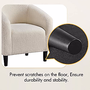 Yaheetech Accent Barrel Chair, Faux Fur Club Chair, Furry Sherpa Elegant and Cozy, Soft Padded Armchair, Suitable for Living Room Bedroom Reception Room Office, Ivory