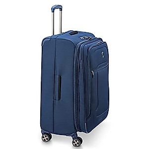 DELSEY PARIS Helium DLX Softside Expandable Luggage with Spinner Wheels, Navy Blue, Checked-Medium 25 Inch