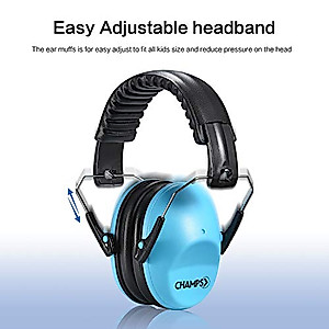 CHAMPS Kids Ear Muffs Earmuff Noise Protection Reduction Headphones for Toddlers Kid Children Teen NRR 25dB Safety Hearing Ear Muff Shooting Range Hunting Season [Blue]