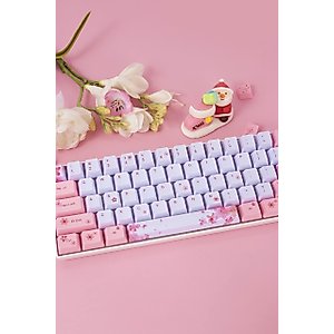 ZMX Cherry Blossom 61 Mechanical Keyboard,Hot Swappable 60％Compact Mechanical 5.0Bluetooth/Type-C Wired Dual-Mode RGB Backlit Dye-Sublimation PBT Keycap Gaming Keyboard(Black Switch, Pink)