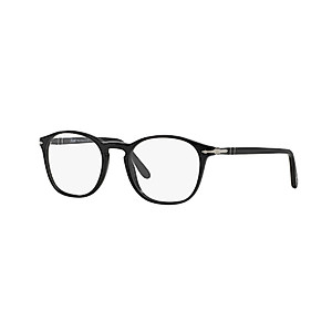 Persol PO3007V Square Prescription Eyewear Frames, Black/Demo Lens, 50 mm