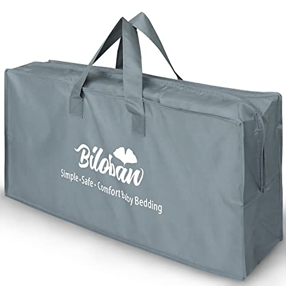 Waterproof Pack and Play Mattress Topper with 2 Pack Portable Carry Bag for Trifold Mattress to Travel, Gray