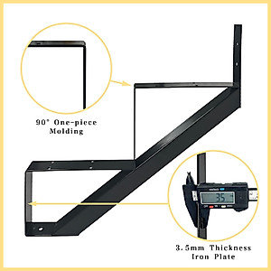 2 Packs metal stair step stringers, 2 step steel riser stringer for 19.4inch height deck(Matt black)
