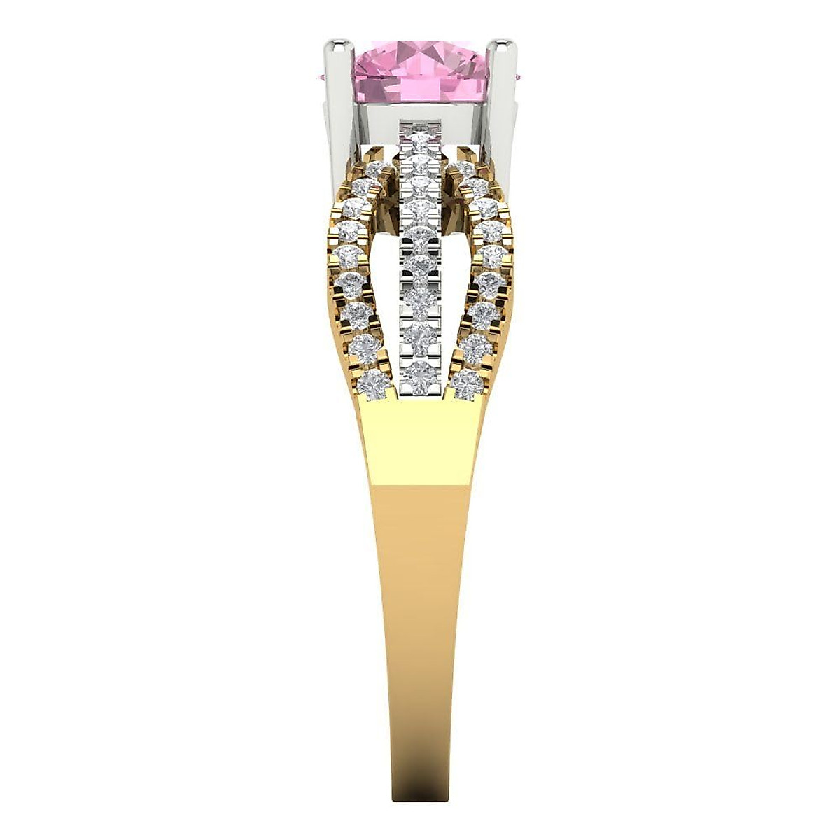 1.25 Carat Round cut Custom Engraving accent Pink faux Diamond Engagement Everlasting Ring 14k yellow White Gold 9
