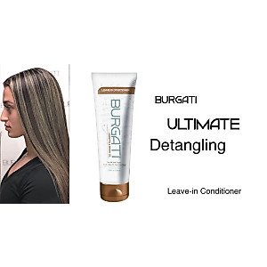 Burgati Leave-In Conditioner, 8 Fl Oz, for Detangling, Smoothing, Moisturizing, Frizz Control, with Argan Oil, Keratin, Carrot Root Extract - Sulfate Free for Dry, Damaged, Color Treated Hair