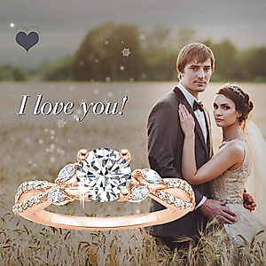 2 CTW Moissanite Engagement Ring for Women Simulated Diamond wedding rings for women (Rose Gold)