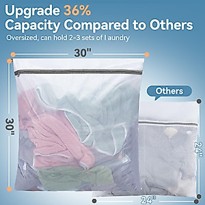 Hoodeet Mesh Laundry Bags for Delicates,30"x30" Extra Large Laundry Bags Mesh Wash Bags for Washing Machine, Delicate Laundry Bag, Travel Clothing Storage Bags for Cruise, Camping, College (2 Pack）