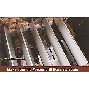 QuliMetal SUS304 Grill Burner and 7620 Flavor Bars for Weber Genesis 300 Series (2011-2016), Genesis E310 E320 E330 S310 S320 S330 Gas Grills with Front Control Panel