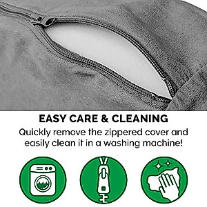 Furhaven 35" Round Cooling Gel Dog Bed for Large/Medium Dogs w/ Removable Washable Cover, For Dogs Up to 50 lbs - Sherpa & Suede Snuggery - Gray, 35-inch