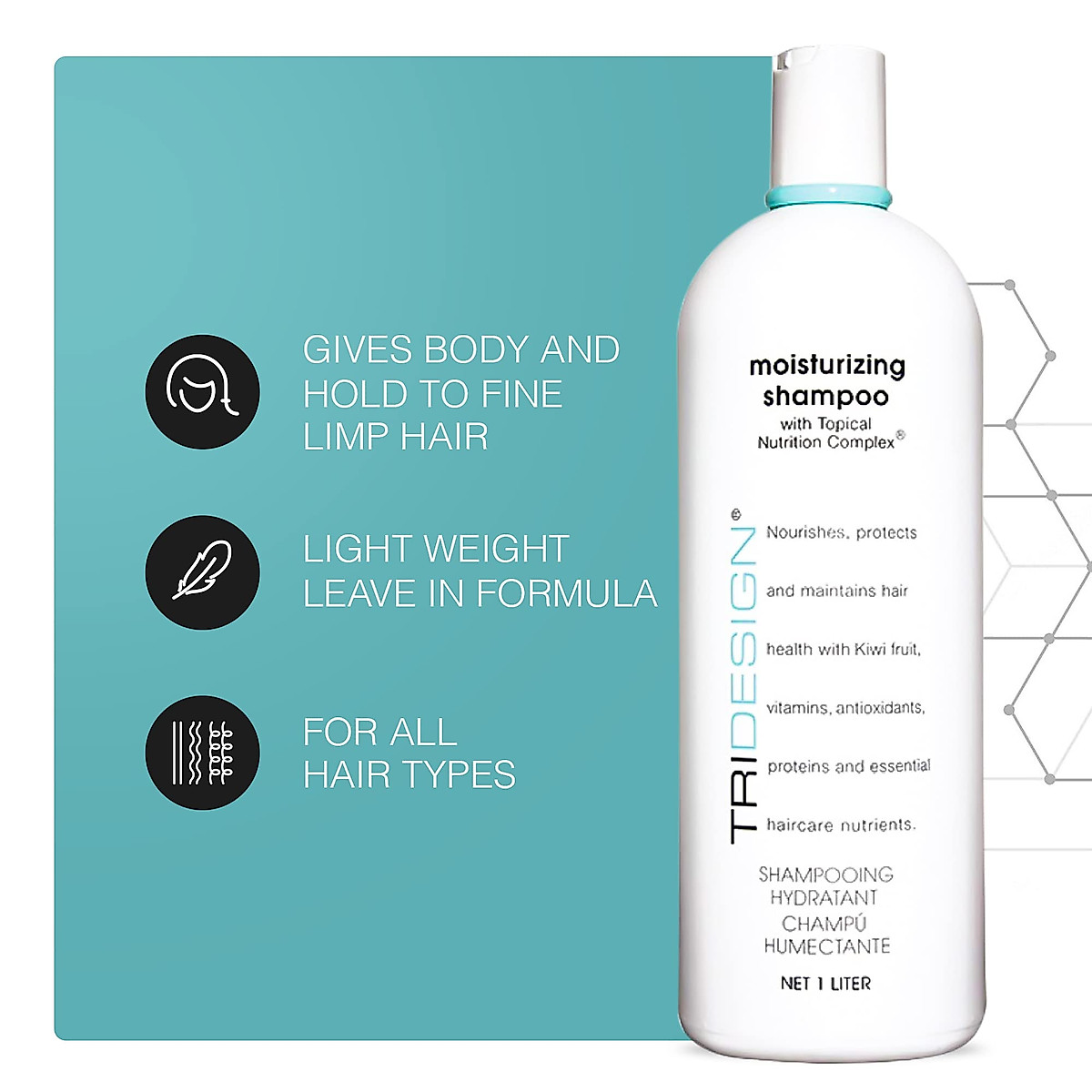 TRIDESIGN Hair Care Moisturizing Shampoo - Revitalizing Hair Shampoo with Topical Nutrition Complex for Men and Women, Home or Salon Shampoo, 10.5 Oz Hair Products to Hydrate & Nourish Hair