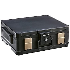 Honeywell Safes & Door Locks - Portable Safe Box Chest for Home - Fireproof Safe & Waterproof Protection Document Box with Key Lock for Personal Items, Money Safe, Jewelry - 0.39 CU, Black - 1104