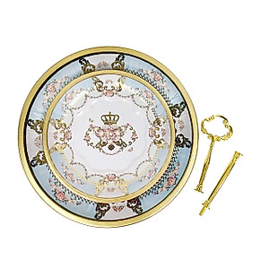 Charmed Vintage Floral pattern 2 tier cake and pastry stand server (Blue Crown)