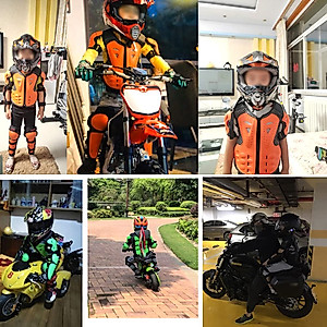 Kids Motorcycle Armor Vest Suit Body Dirt Bike Protective Gear Youth Chest Spine Protector Child Elbow Knee Pads for Outdoor Racing Riding Skating Snowboarding Skiing Orange