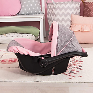 Bayer Design 67933AA Toy, Car Seat Easy Go for Neo Vario Pram with Cover, Doll Accessories, Pink, Grey with Butterfly,Grey/pink, for dolls up to 18"