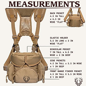 Boundless Performance Binocular Harness Chest Pack - Our Bino Harness case is Great for Hunting, Hiking, and Shooting - Bino Straps Secure Your Binoculars - Holds rangefinders, Bullets, Gear - Coyote