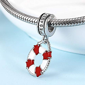 Bolenvi Lifesaver Lifeguard Life Guard Pool Beach 925 Sterling Silver Charm Bead for Pandora & Similar Charm Bracelets or Necklaces