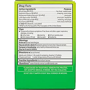 Hyland's Naturals Indoor & Outdoor, Non Drowsy Seasonal Allergy Relief Pills, Safe and Natural, Quick Dissolving Tablets, White, 60 Count