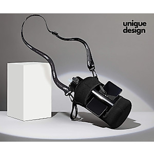 H2O Capsule 2.2L Half Gallon Water Bottle with Storage Sleeve and Covered Straw Lid – BPA Free Large Reusable Drink Container with Handle - Big Sports Jug, 2.2 Liter (74 Ounce) Jet Black