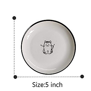 Cat Ceramic Side Sauce Dishes Seasoning Dish, Sushi Soy Dipping dish,Cookie Serving Dishes,Meow Porcelain Small Tea Bag Holder Set of 4 (Cat)